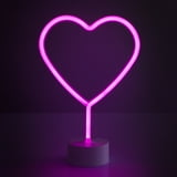 BrightSide 12" Heart Shaped LED Neon Table Light, Pink, Battery-Powered ...