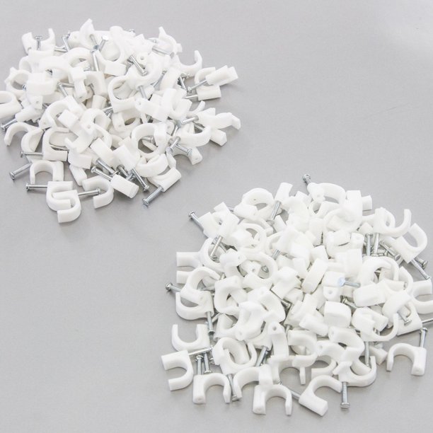 200 Round 1/2 Inches (12 mm) Cable Wire Clips Cable Management Cord Tie ...