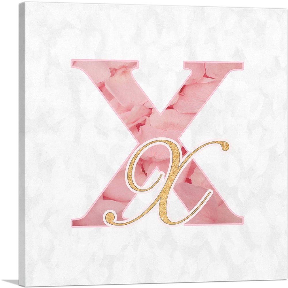 ARTCANVAS Chic Pink Gold Alphabet Letter X Canvas Art Print - Size: 18 ...