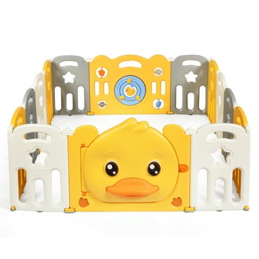 Topbuy Foldable Baby Playpen 14-Panel Kids Activity Center Play Yard ...