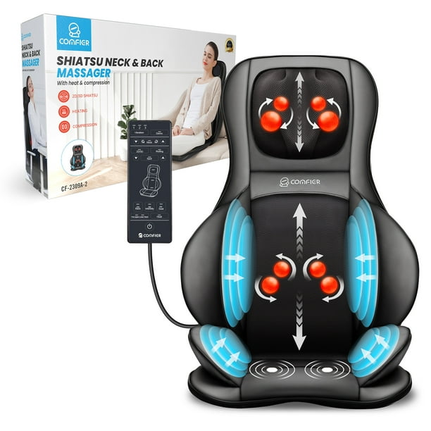 Comfier Back Massager with Heat Shiatsu Massage Chair Pad Air ...