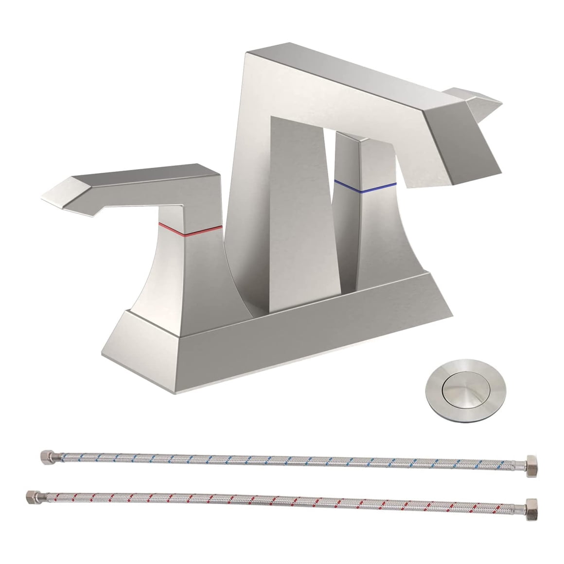 4 Inches Two Handle Heavy Duty Bathroom Faucet, Modern Style Vanity ...