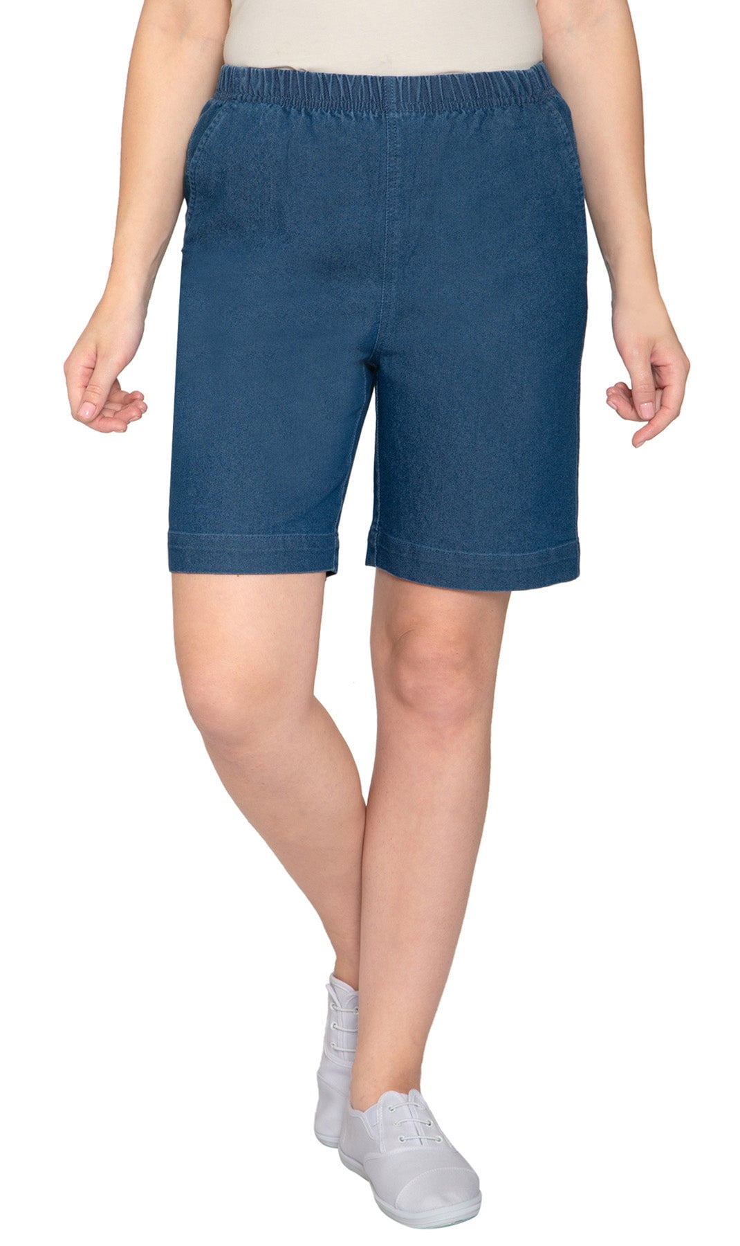 Women's Pull On Denim Shorts - Stretch Waist Frees You from Binding ...