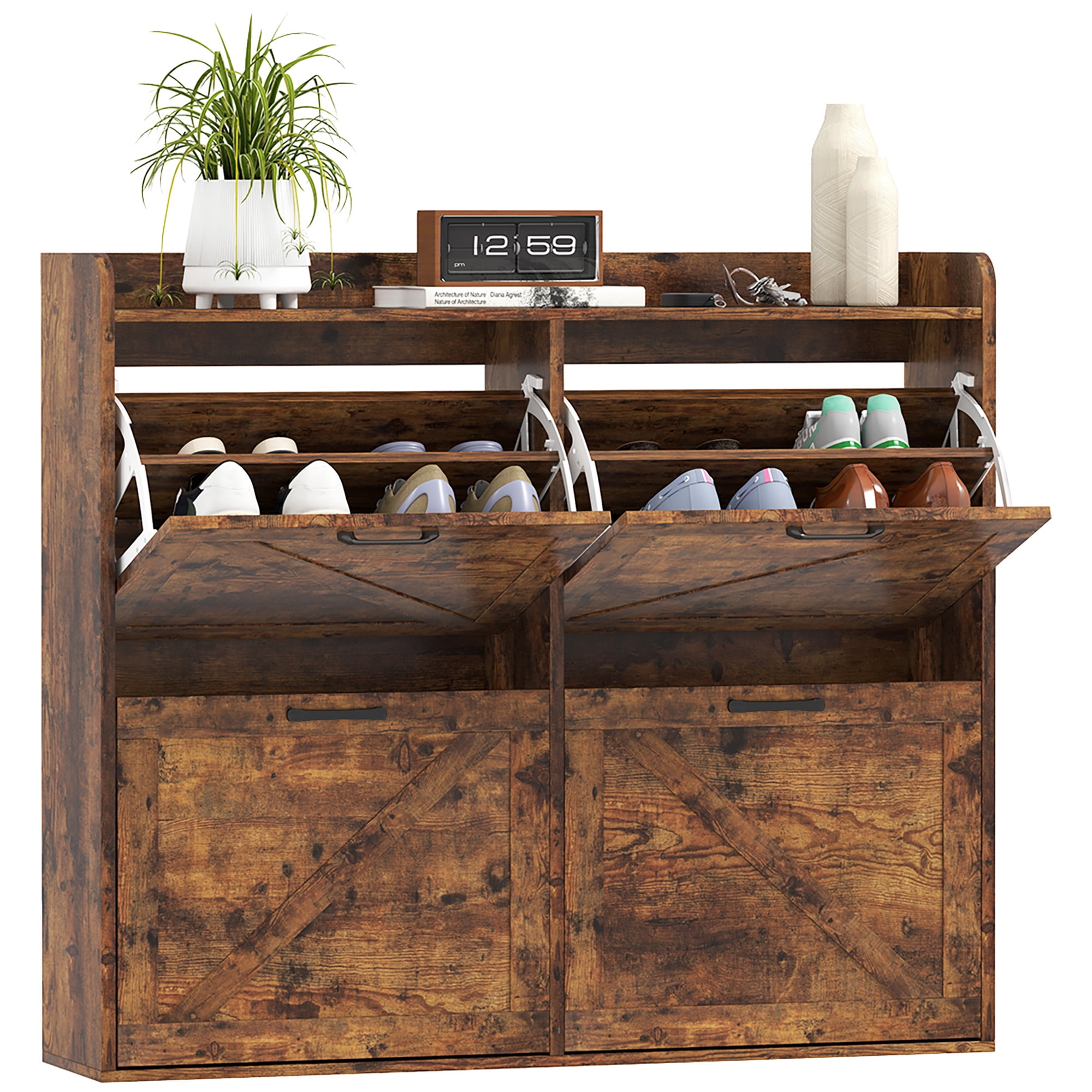 Click here for Homcom 4 Flip Drawer Shoe Cabinet  Slim Shoe Stora... prices