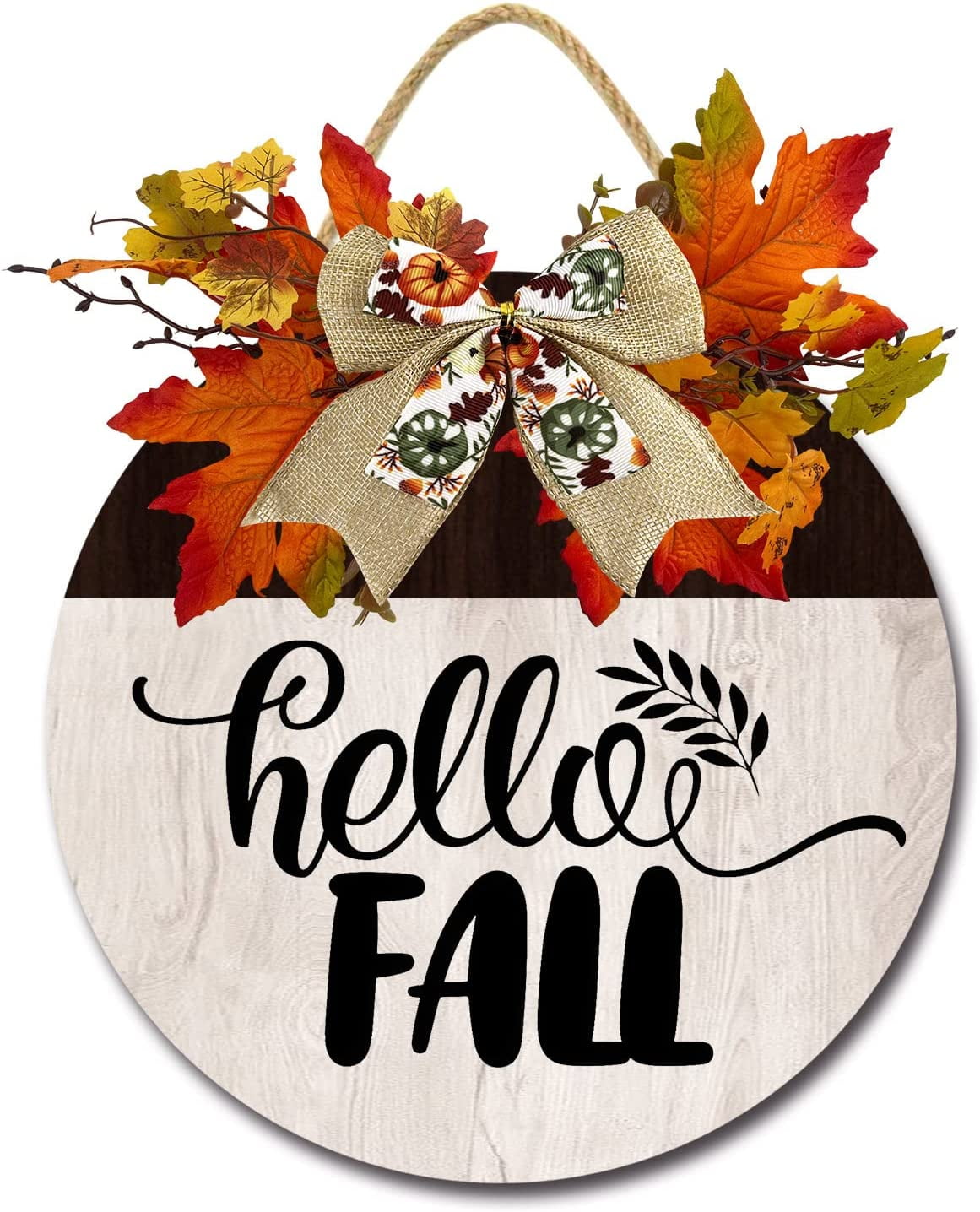 Eveokoki 12" Hello Fall Signs for Front Door Farmhouse Porch Rustic ...