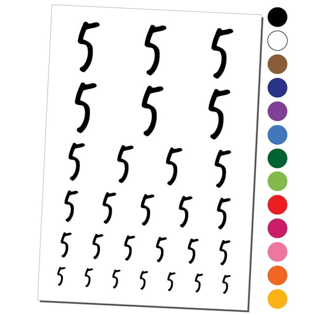 Number 5 Five Felt Marker Font Water Resistant Temporary Tattoo Set number-5-five-felt-marker-font-water-resistant-temporary-tattoo-set