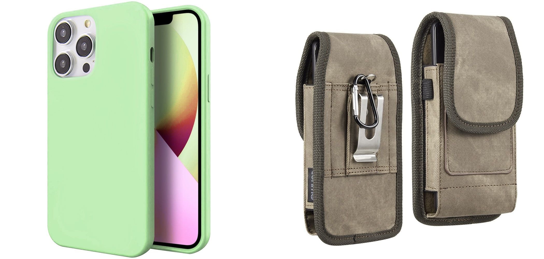 Slim Silicone Case and Belt Holster Pouch for iPhone 14 Pro Max (Mint ...