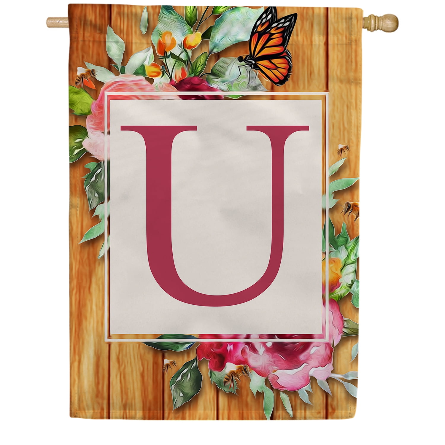 America Forever Spring Monogram House Flag Letter U 28 x 40 inches ...