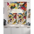 Brown Red Geometric Kitchen Curtains Set for Windows 3 Piece Cafe ...