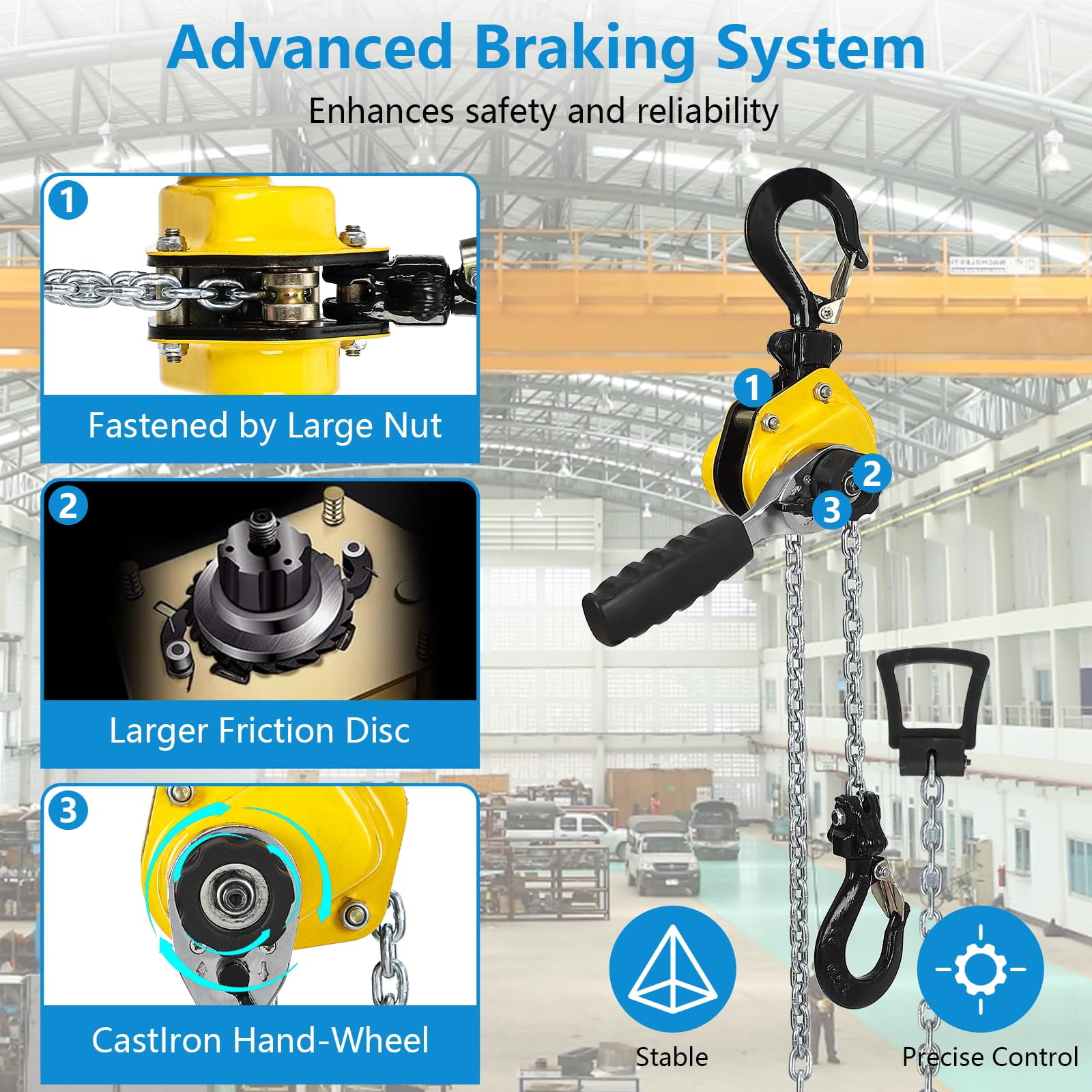 Hand Operated Hoist 1/4 Ton (550 Lb) Manual Lever Chain Hoist - 5 Ft ...