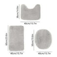 3-Piece Solid Color Bath Mat Set,Bathroom Toilet Rugs, Water Absorbent ...