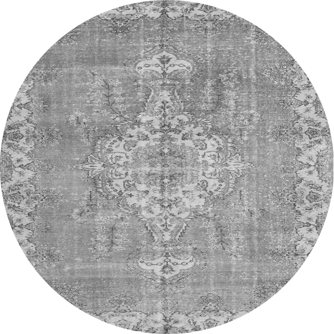 Ahgly Company Indoor Round Medallion Gray Traditional Area Rugs, 6 ...