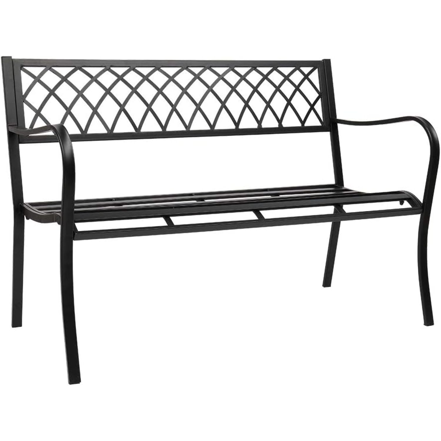 Bilot 47" Patio Outdoor Metal Bench,Powder Coated Cast Iron Steel Cross ...