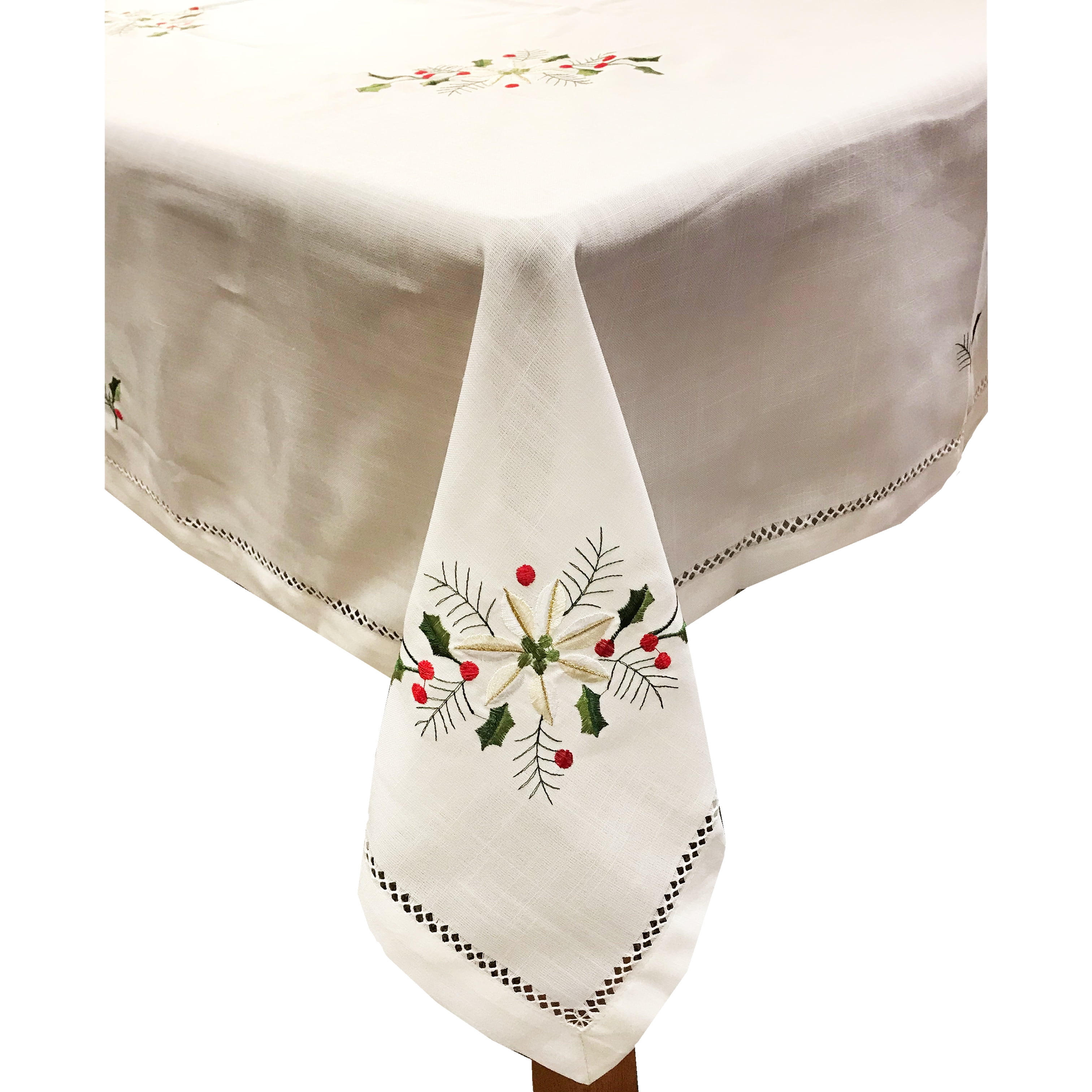 Holly Bouquet Holiday Polyester Tablecloth Bridge - Walmart.com