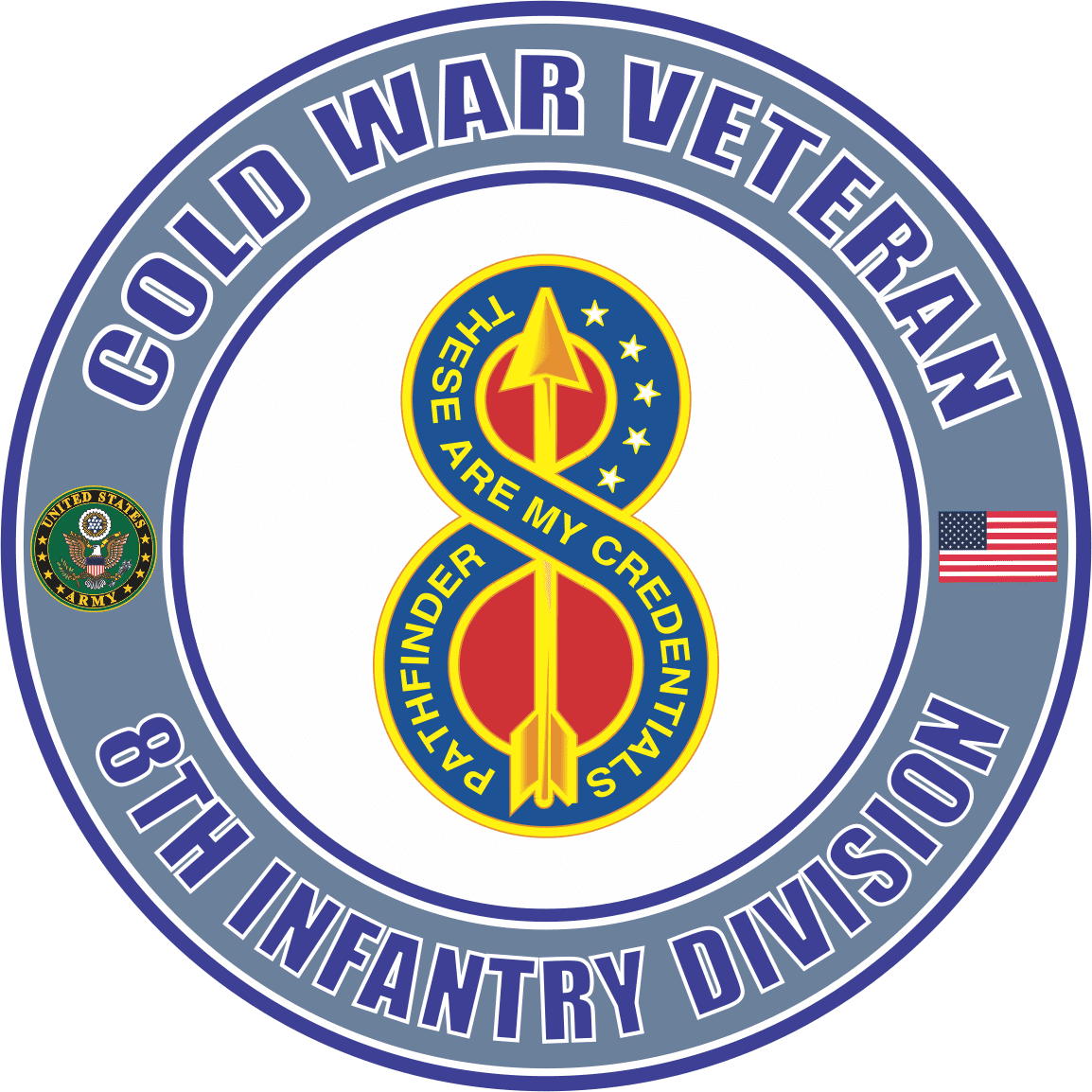 3.8 Inch U.S. Army Cold War 8th Infantry Division Unit Crest Veteran ...