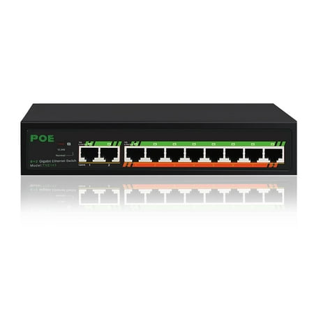 TEROW 10 Port gigabit PoE Switch Ethernet Network Switch 8 Port PoE ...