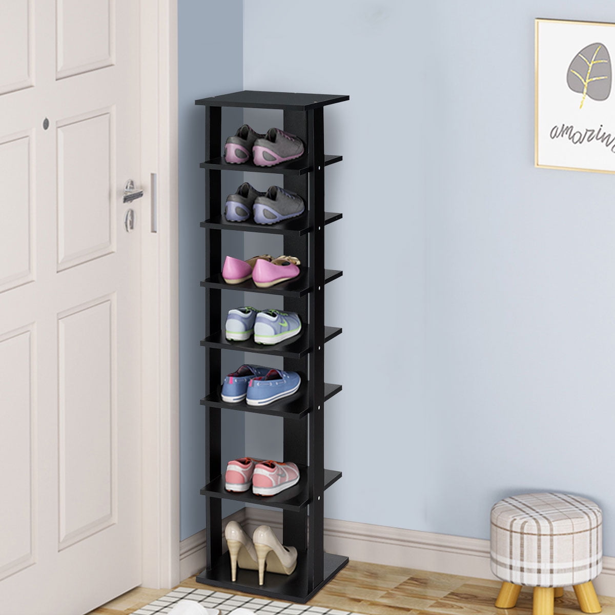Gymax Fashion 7-Tier Shoe Rack Practical Free Standing Shelves Storage ...