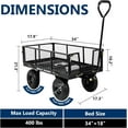 10" Flat-Free Steel Garden Cart with 180° Rotating Handle, Removable ...