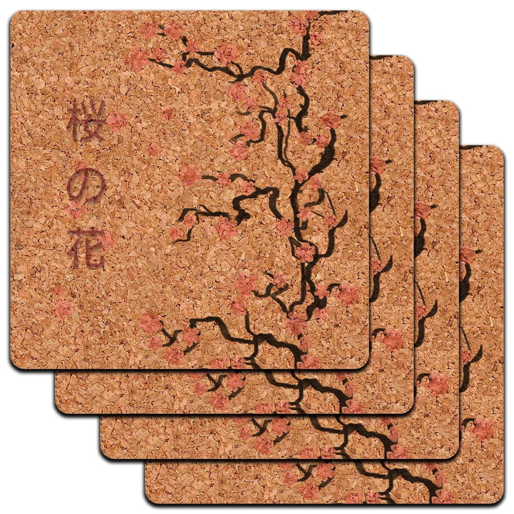 Cherry Blossom Tree Pink Blossoms Japanese Symbols Scripture Low ...