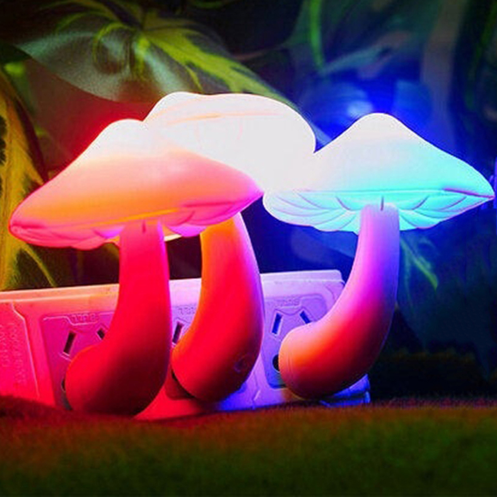 Greenred US Plug Cute Mushroom LED Light Sensor Control Bedroom Wall ...