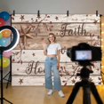 Brown Country Stars Photography Backdrop 12x8FT, Retro Faith Love Home ...