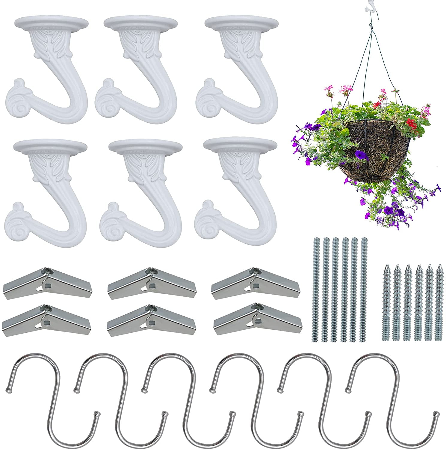 Mocoosy 6 Sets Swag Ceiling Hooks for Hanging Plants, Metal Swag House ...