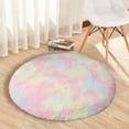 A Round Tie Dye Area Rug Bohemian Silk Look Accent Carpet For Bedroom ...