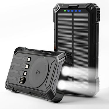 DuraHub - Solar Power USB Battery Bank with QI Wireless, True 20000mAh ...