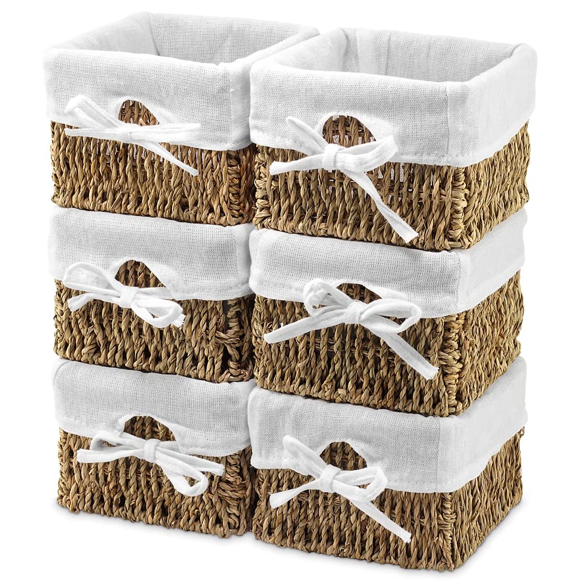 EZOWare Set of 6 Small Natural Woven Seagrass Wicker Storage Nesting ...
