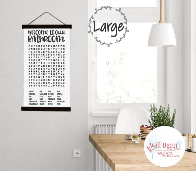 Black Wood, Canvas Sign Word Search Puzzle Wall Hanging Welcome ...