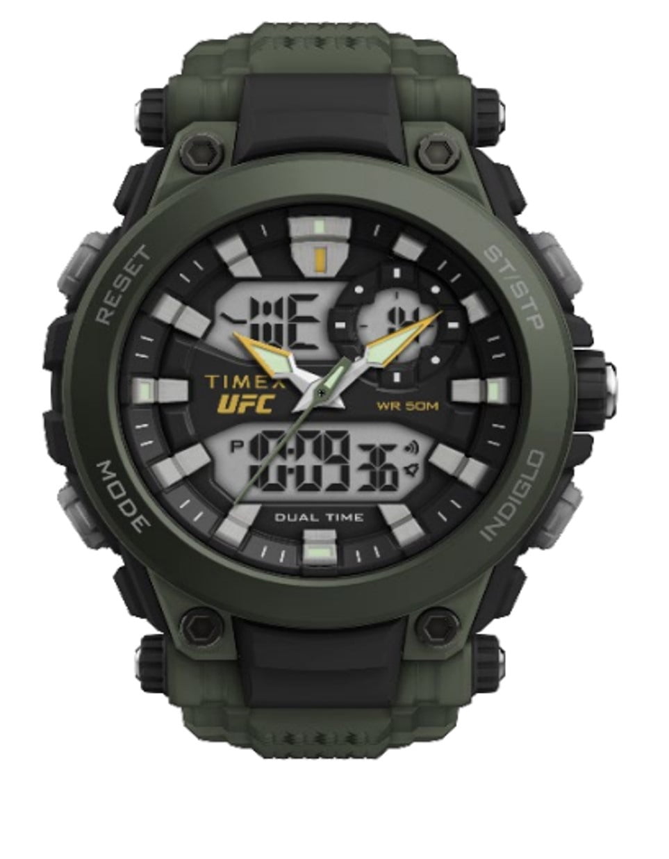 Timex UFC Men's Impact 50mm Watch - Green Strap Black Dial Green Case ...