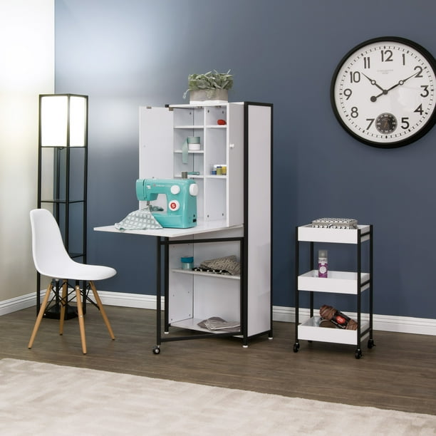 Sew Ready Multi - Use Crafting Armoire in White and Black - Walmart.com