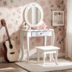 Resenkos Kids Princess Make Up Dressing Table with Tri-folding Mirror ...