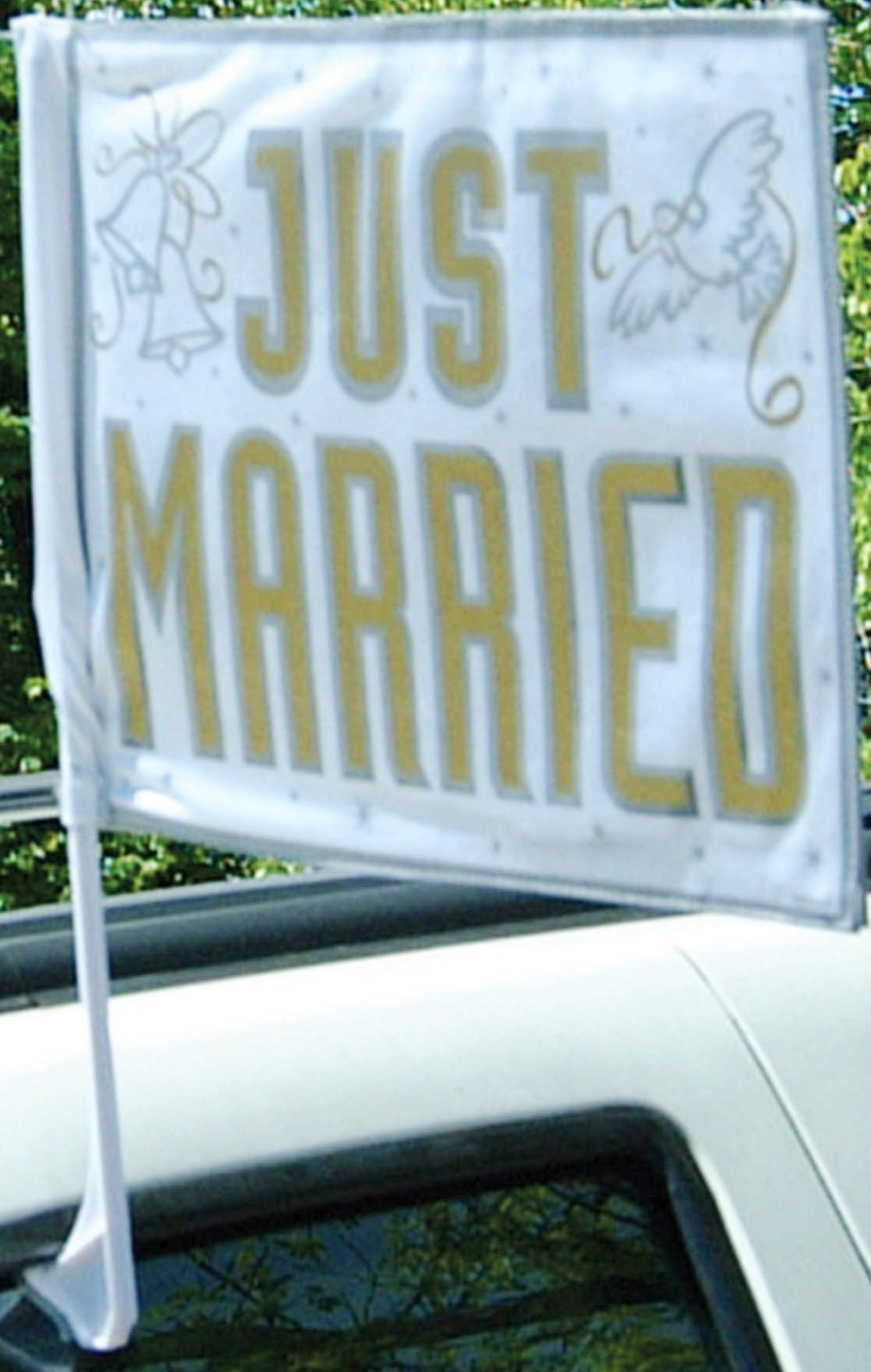 just married car flag; Just Married Wedding Car Flag 13 1/2in x 11in ...