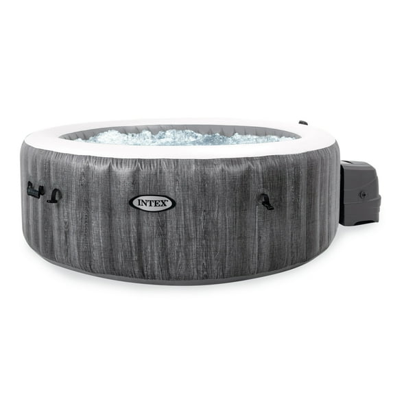 Open Box INTEX PureSpa Plus Greywood Deluxe 4 Person Inflatable Spa w ...