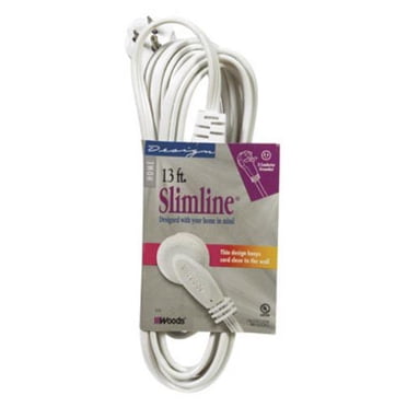 SlimLine 2254 Flat Plug Extension Cord, 3-Wire, 8-Foot, Beige - Walmart.com