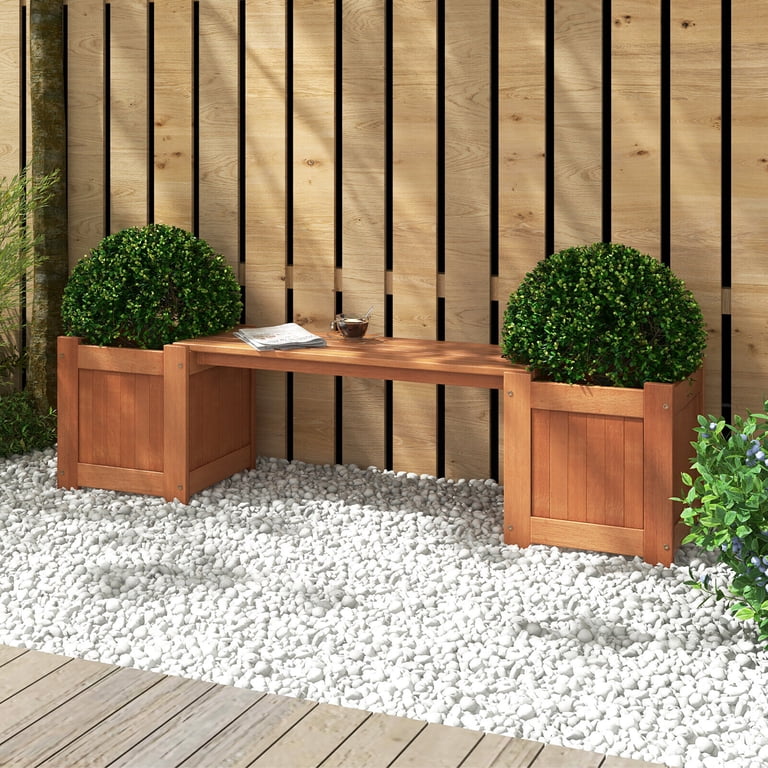 Small Outdoor Garden Wood Planter Sunnydaze Decor Rectangle 7 In W