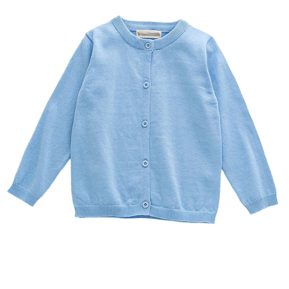 ENFLASH Cotton Basic Long Sleeve Cardigan Sweater for 1-7Y Kids Girl ...