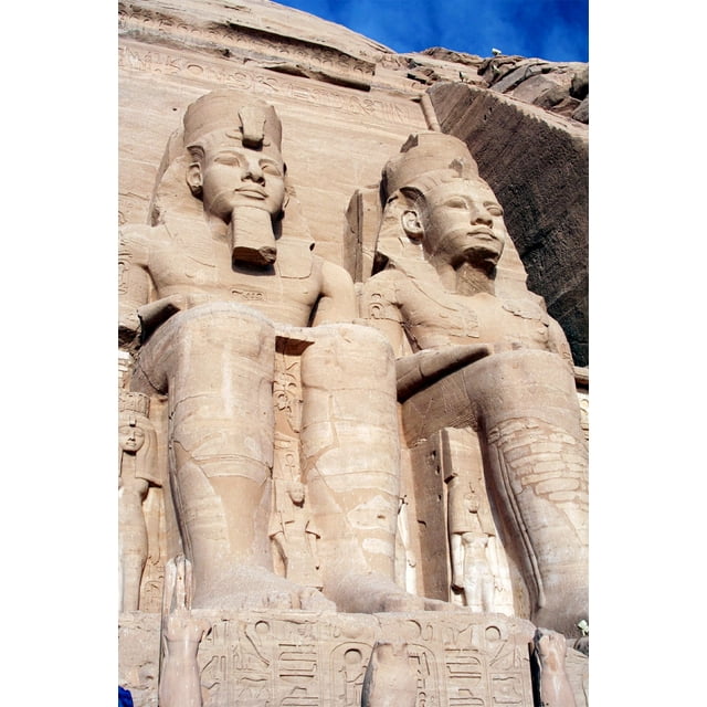 24x36 gallery poster, Four statues of Ramesses II, temple Abu Simbel ...