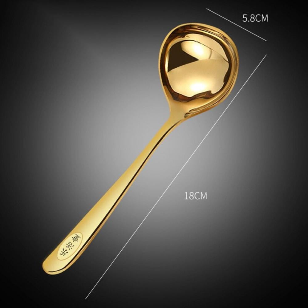 Soup Spoons, Stainless Steel Large Round Spoons, Heavy-Weight Round ...