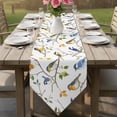 Colorful Leaf Bird Table Runner Linen Burlap Table Runner 72 Inches ...
