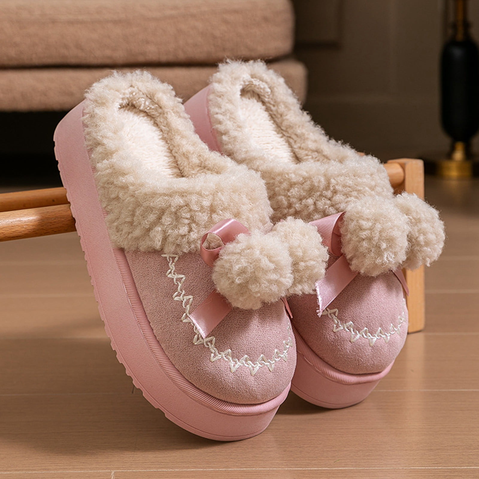 Adult Ladies' Winter House Slippers Warm Soft Women's Indoor Slippers ...