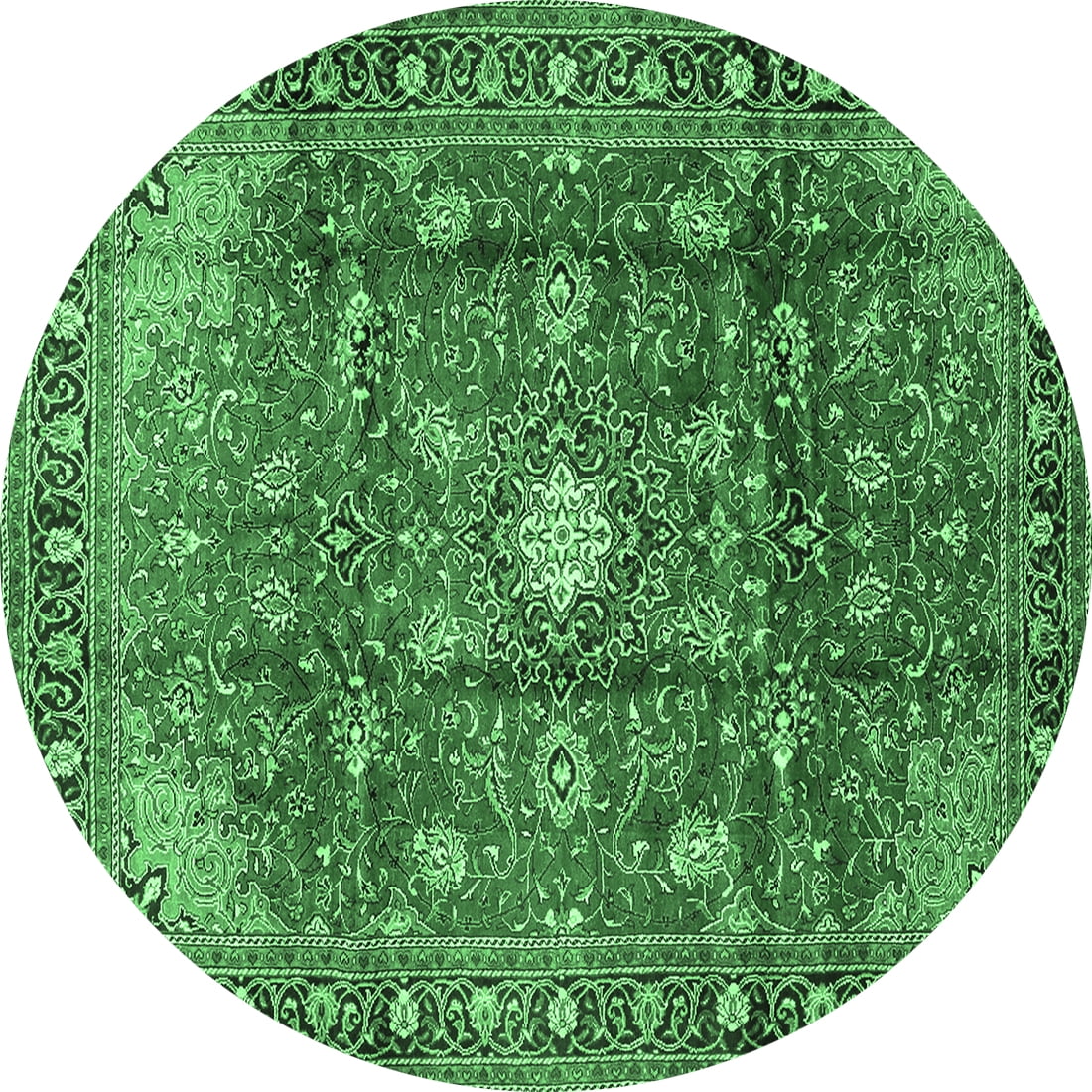 Ahgly Company Indoor Round Persian Emerald Green Traditional Area Rugs ...