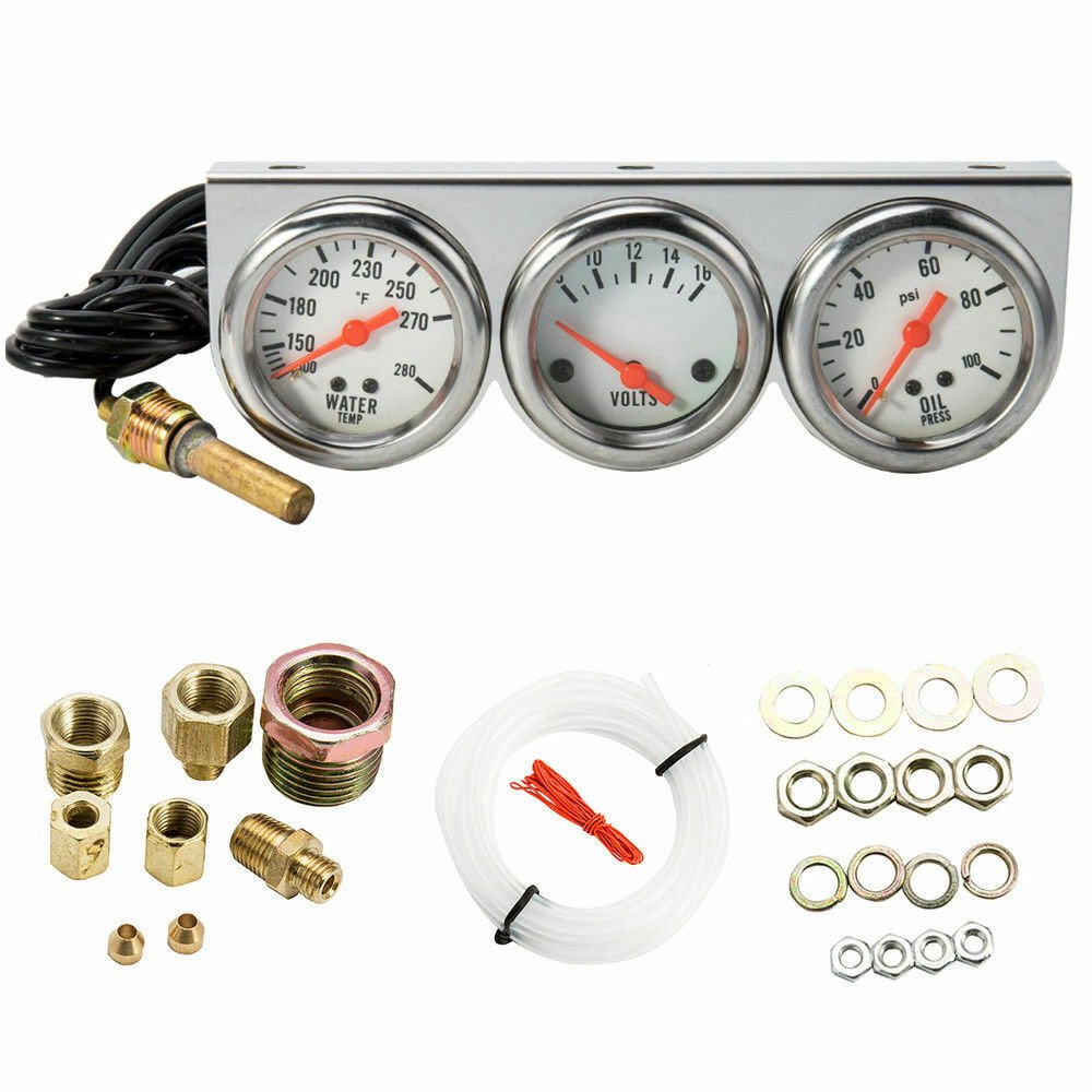Buy TOTMOX Oil Pressure Gauge, Universal Car 252mm Chrome Volt Water ...