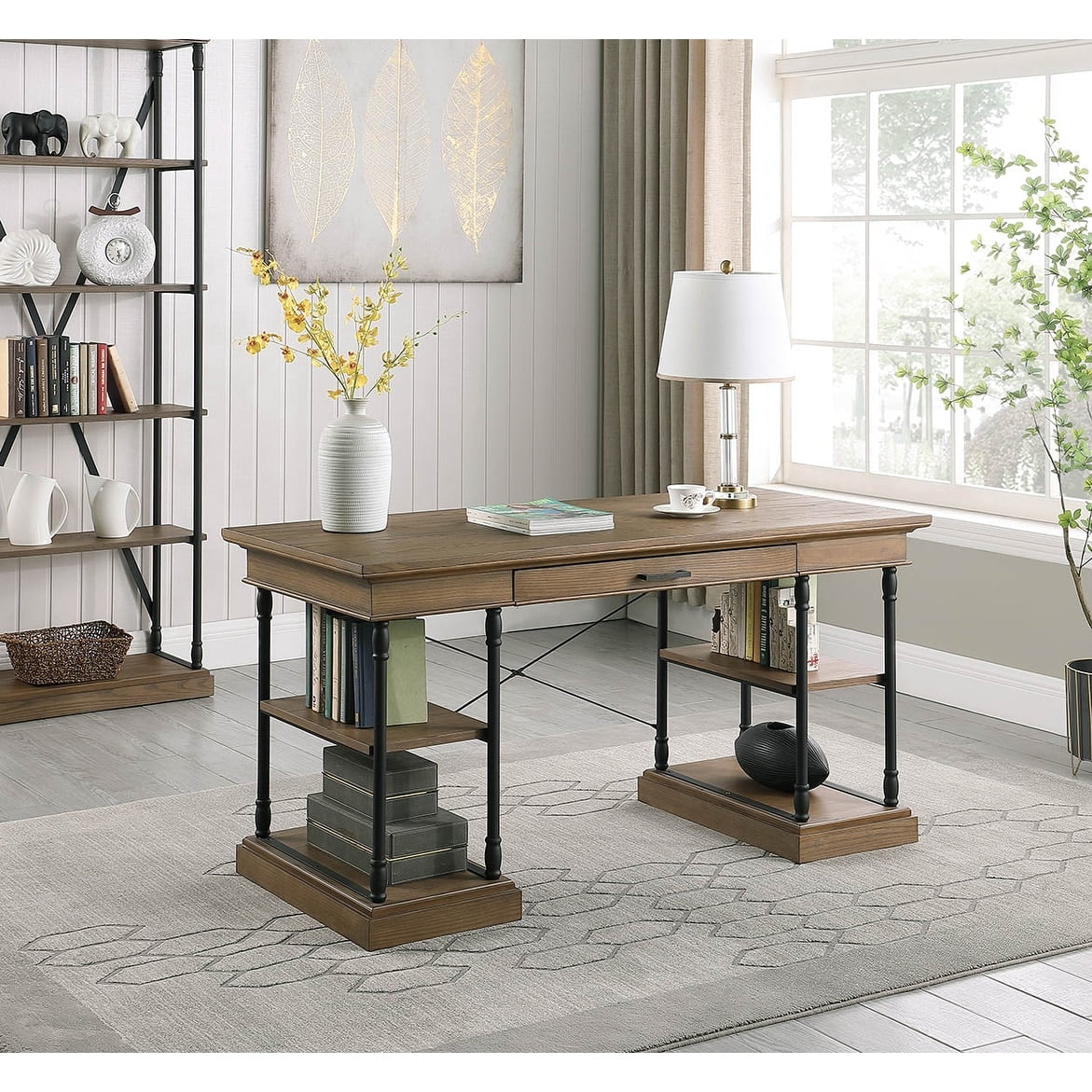Corvus Ursula 59 1 Drawer Wooden Computer Writing Desk Antique White Antique