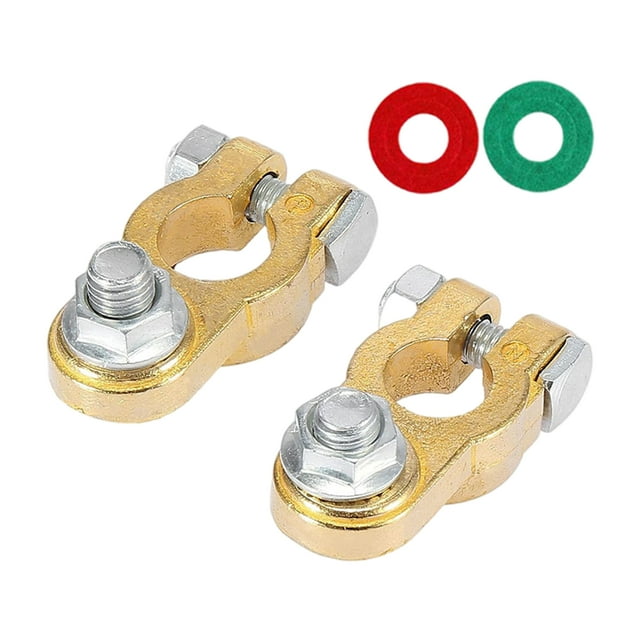 2Pcs Brass Battery Terminal Connectors,Top Post Battery Terminals Clamp Set for Marine car and ...
