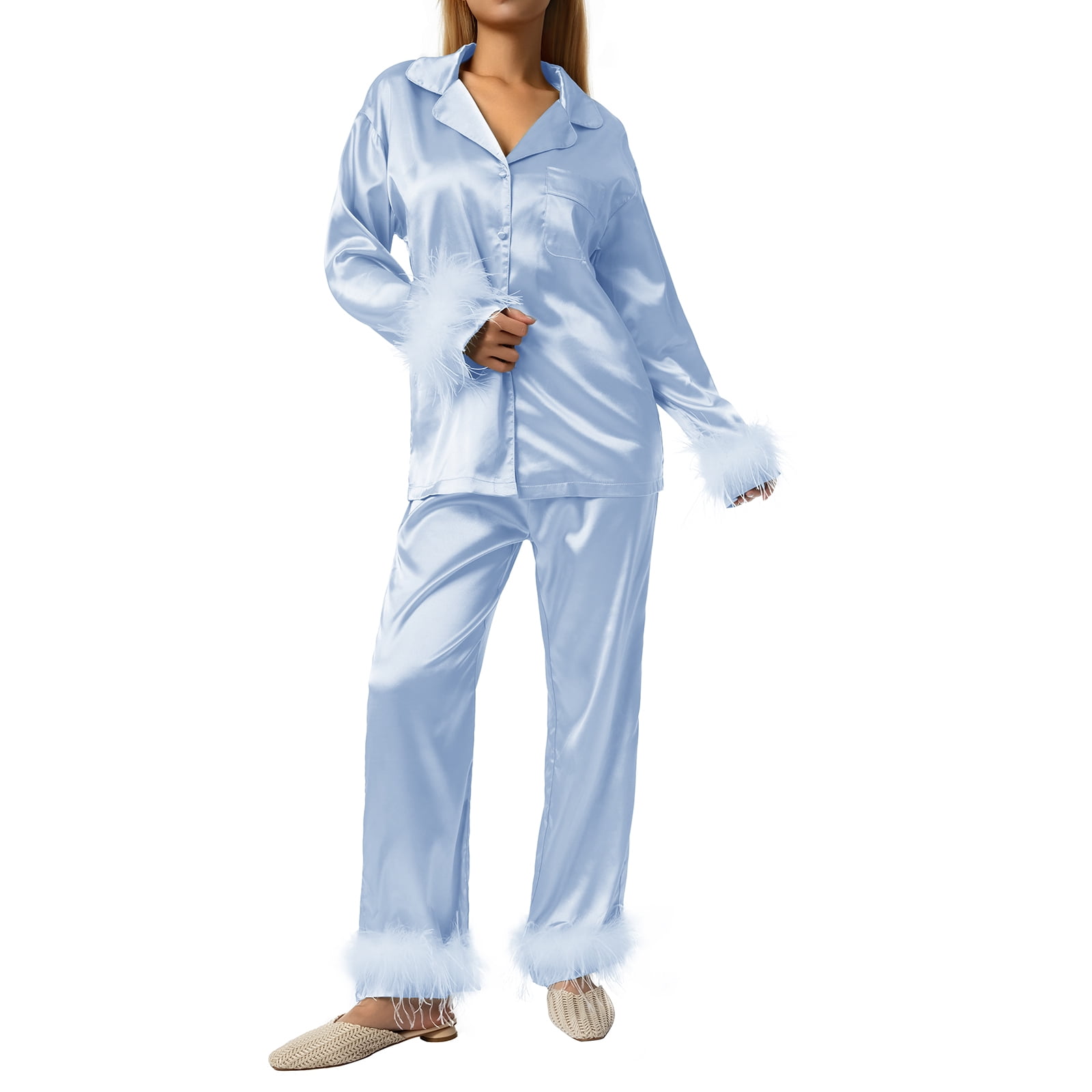 Click here for Gupgi Women Sleepwear Feather Decoration Long Slee... prices