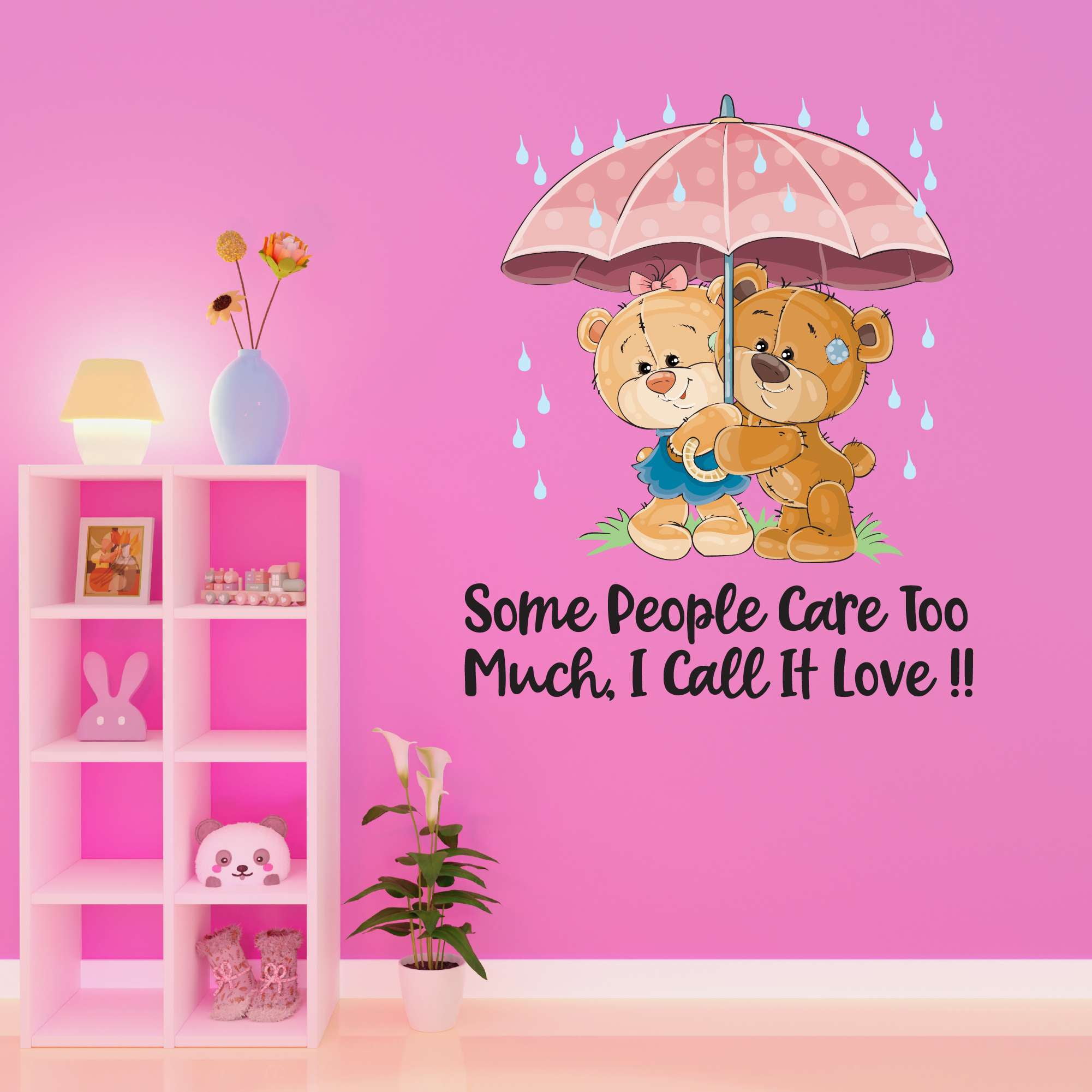 Teady Bear Umbrella Rain Drops Hugging Some People Care Too Much I Call ...