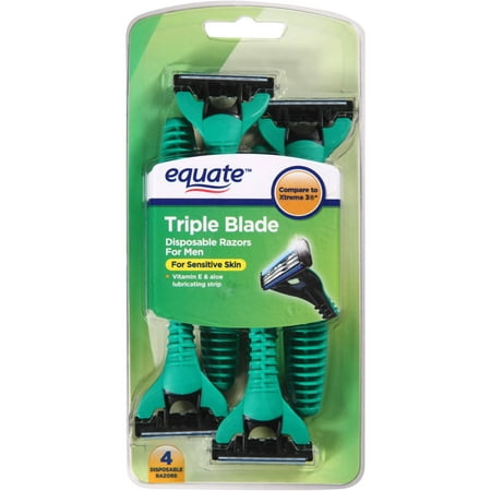Equate Triple Blade Disposable Razors for Men, 4 count - Walmart.com