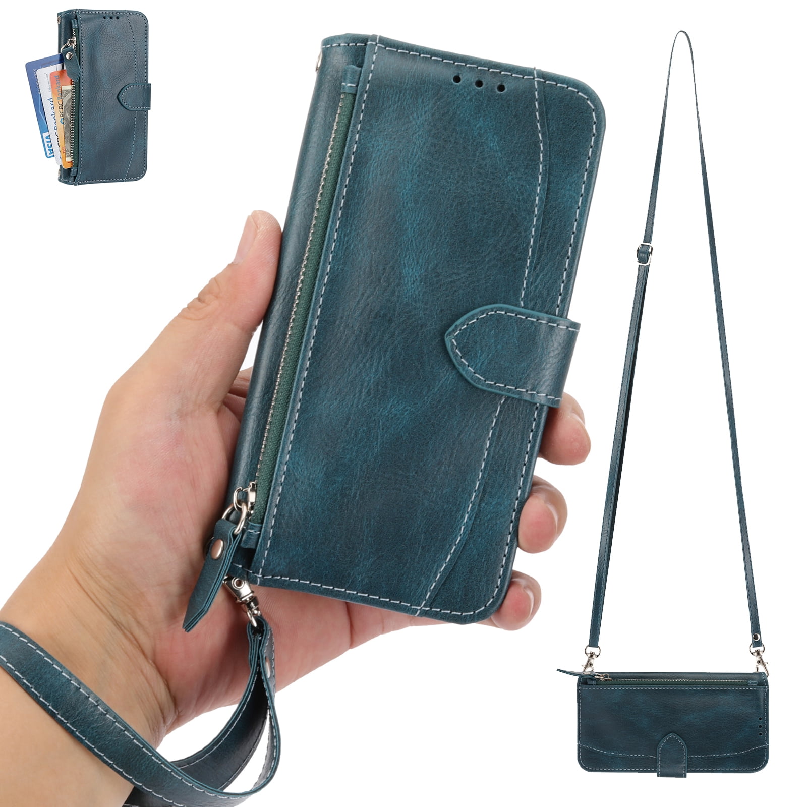Wallet Case for Samsung S22 Plus, Crossbody Strap & Hand Strap Credit ...